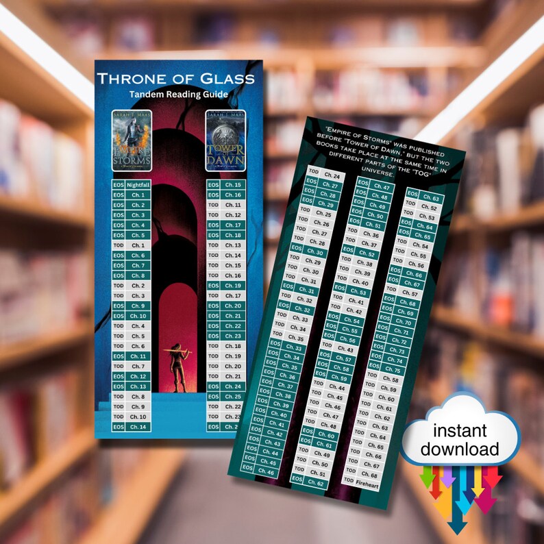 Tandem Read Bookmark Set, Throne of Glass Series, Tower of Dawn Empire ...