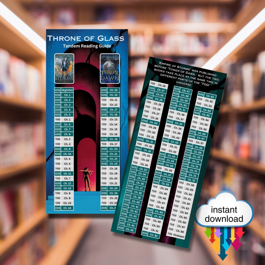 Tandem Read Bookmark Set, Throne of Glass Series, Tower of Dawn Empire ...