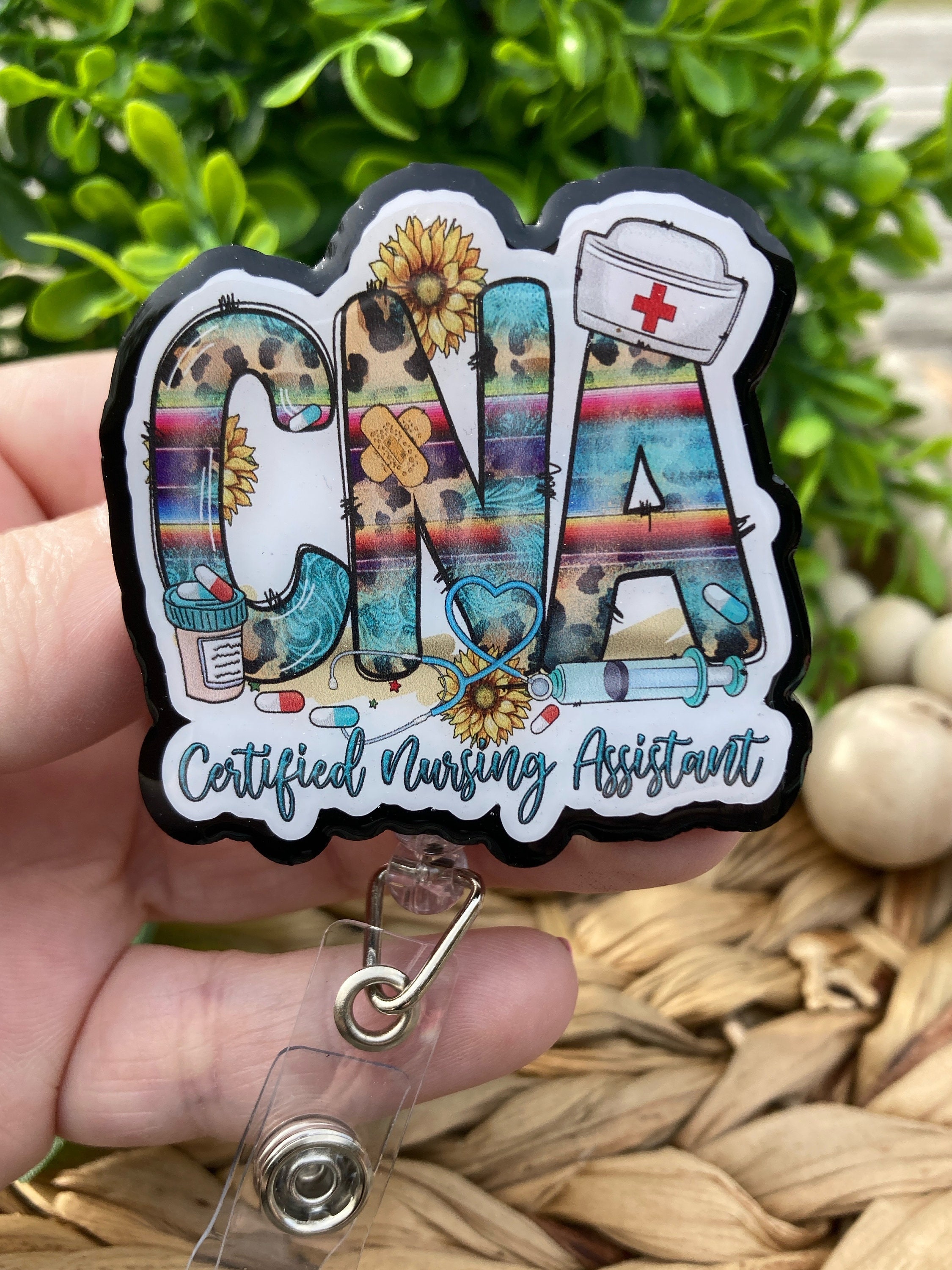CNA Badge Reel, Western Sunflower, Badge Reel, Interchangeable Toppers ...
