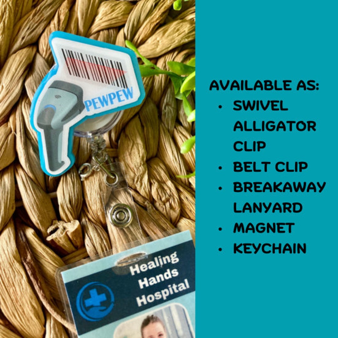 Pew Pew, Cute Badge Reel, Retractable Badge, Name Badge Holder, Med ...