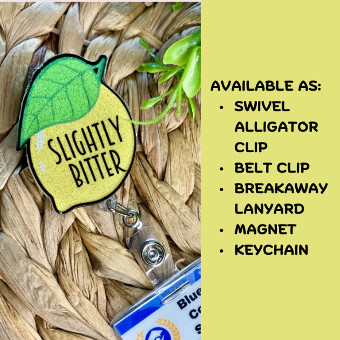 Slightly Bitter Lemon Badge Reel With Glitter Accents, Epoxy Coated ID ...
