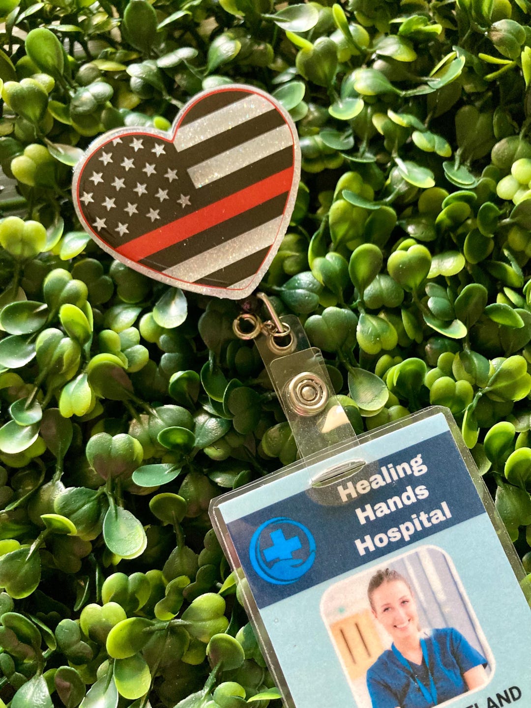 Thin Red Line Badge Reel, Firefighter Badge Reel, Glitter Badge Reel ...