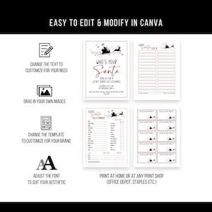 Editable Secret Santa Gift Exchange Templates, Printable Christmas Gift ...