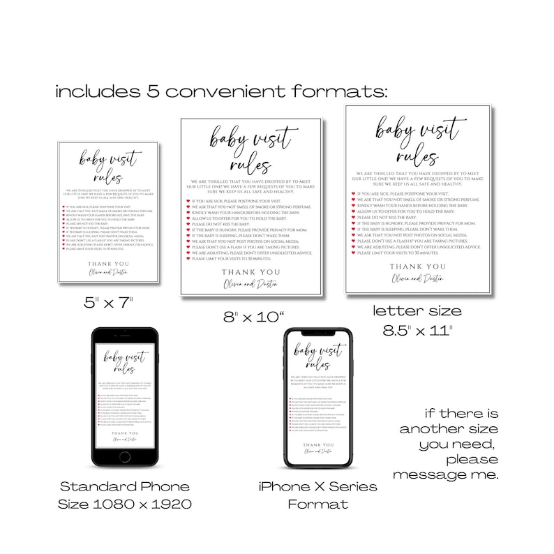 Editable Baby Visit Rules Sign: New Parent Printable (PDF) - Etsy Australia