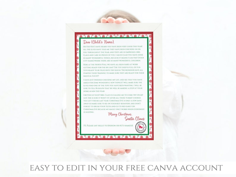 Editable Santa Letter Template Letter From Santa Template - Etsy Canada