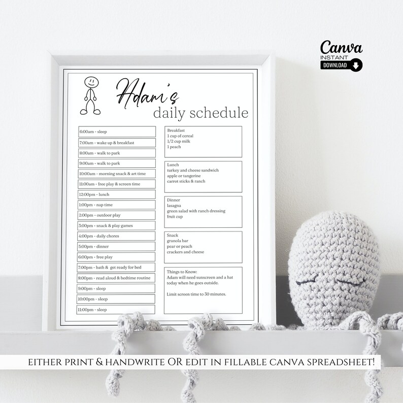 Editable Kids Daily Schedule, Printable Kids Summer Schedule ...