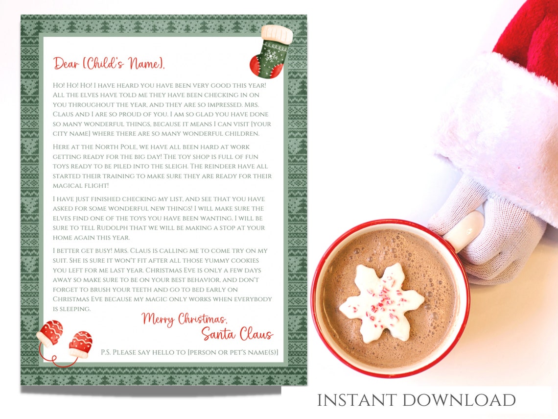 Editable Santa Letter Template Letter From Santa Template - Etsy