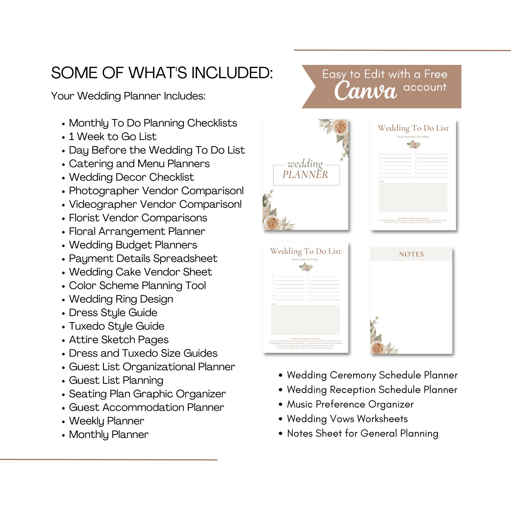 Editable Wedding Planner Template Printable Wedding Planner - Etsy