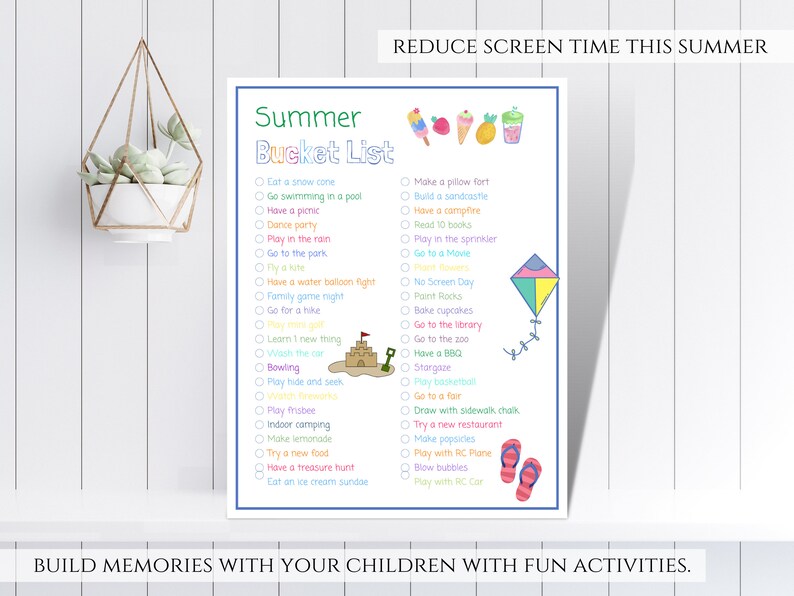 Editable Summer Bucket List Printable Summer to Do List - Etsy