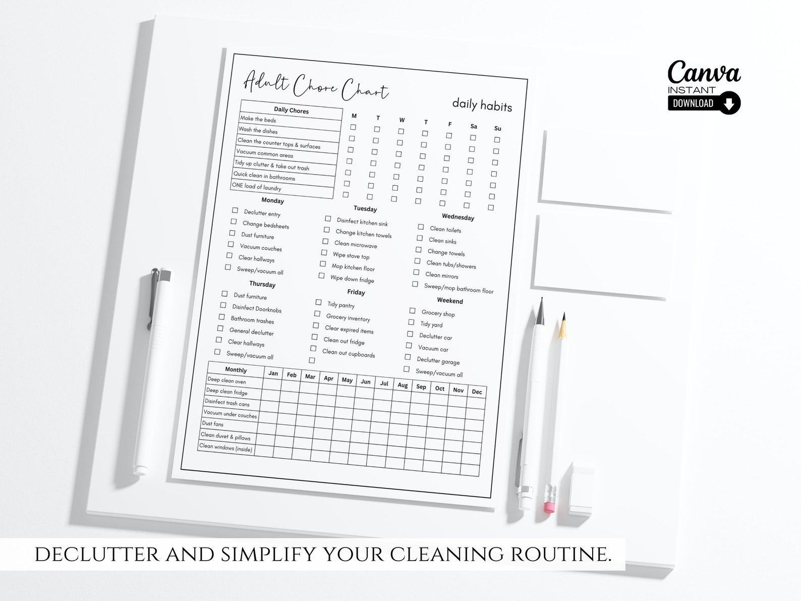 Editable Cleaning Checklist Planner Printable Daily and - Etsy