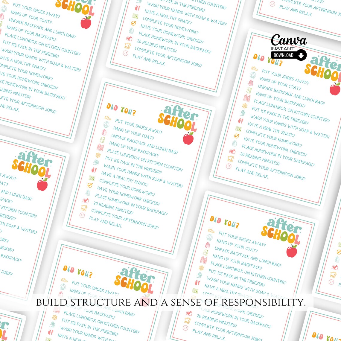 Printable After School Checklist, Editable After School Responsibility ...