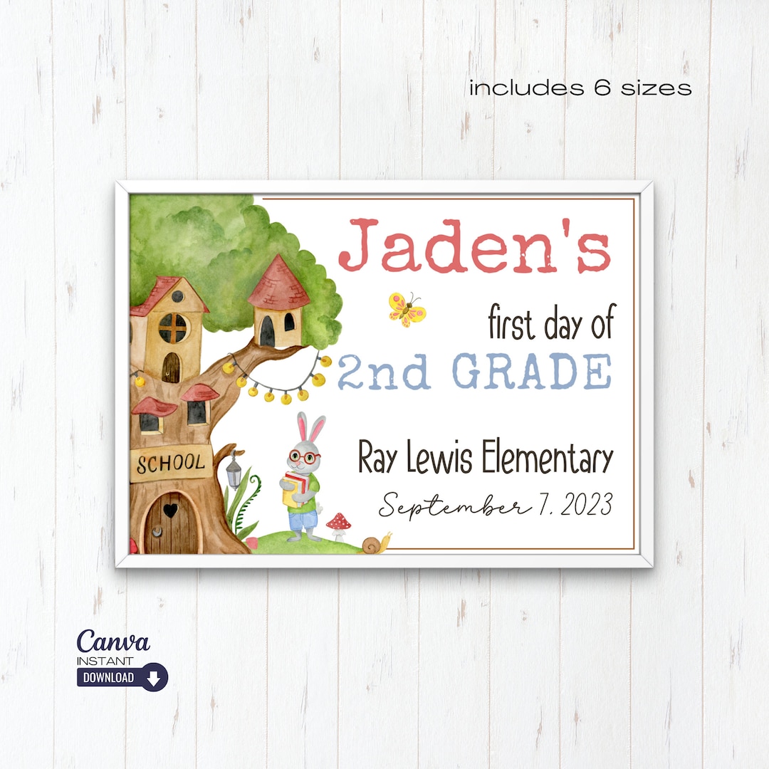 Printable First Day of School Sign Canva Template, First Day Photo Prop ...