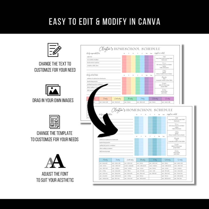 Editable Homeschool Checklist Printable Daily Schedule for - Etsy