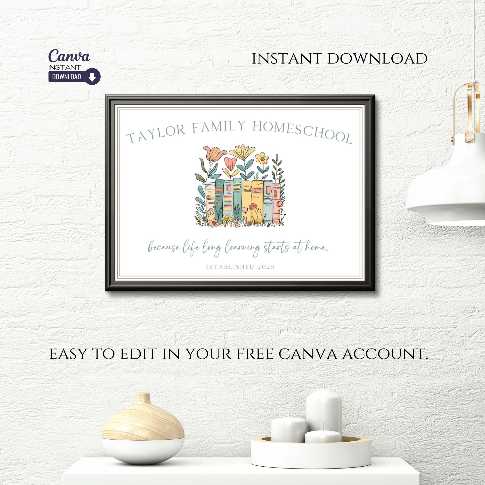 Editable Homeschool Sign Template, Printable Home School Room Art ...