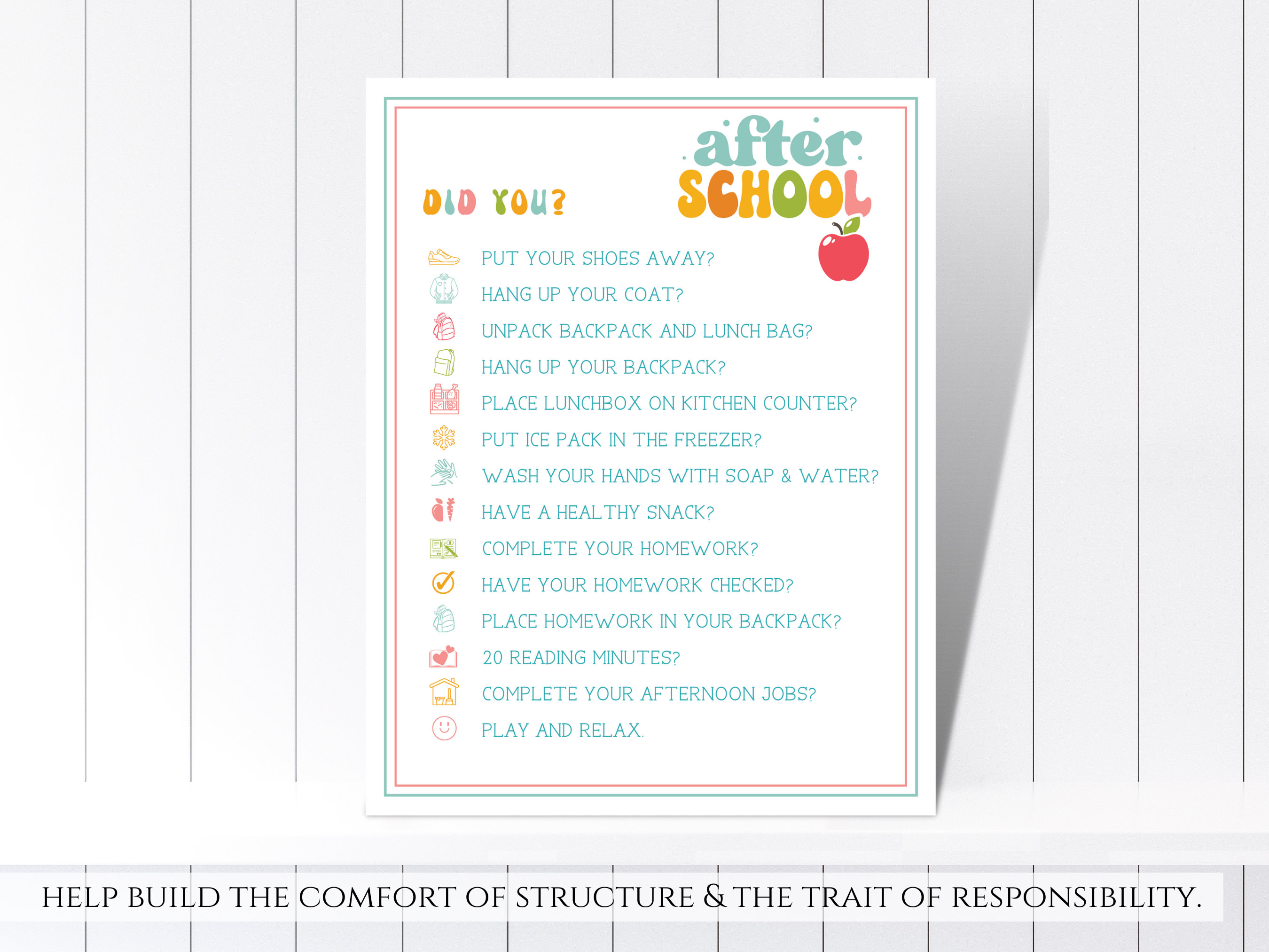 Printable After School Checklist Editable After School - Etsy
