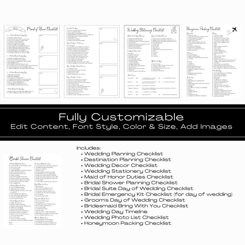 Editable Wedding Checklist Templates, Printable Wedding Planning ...