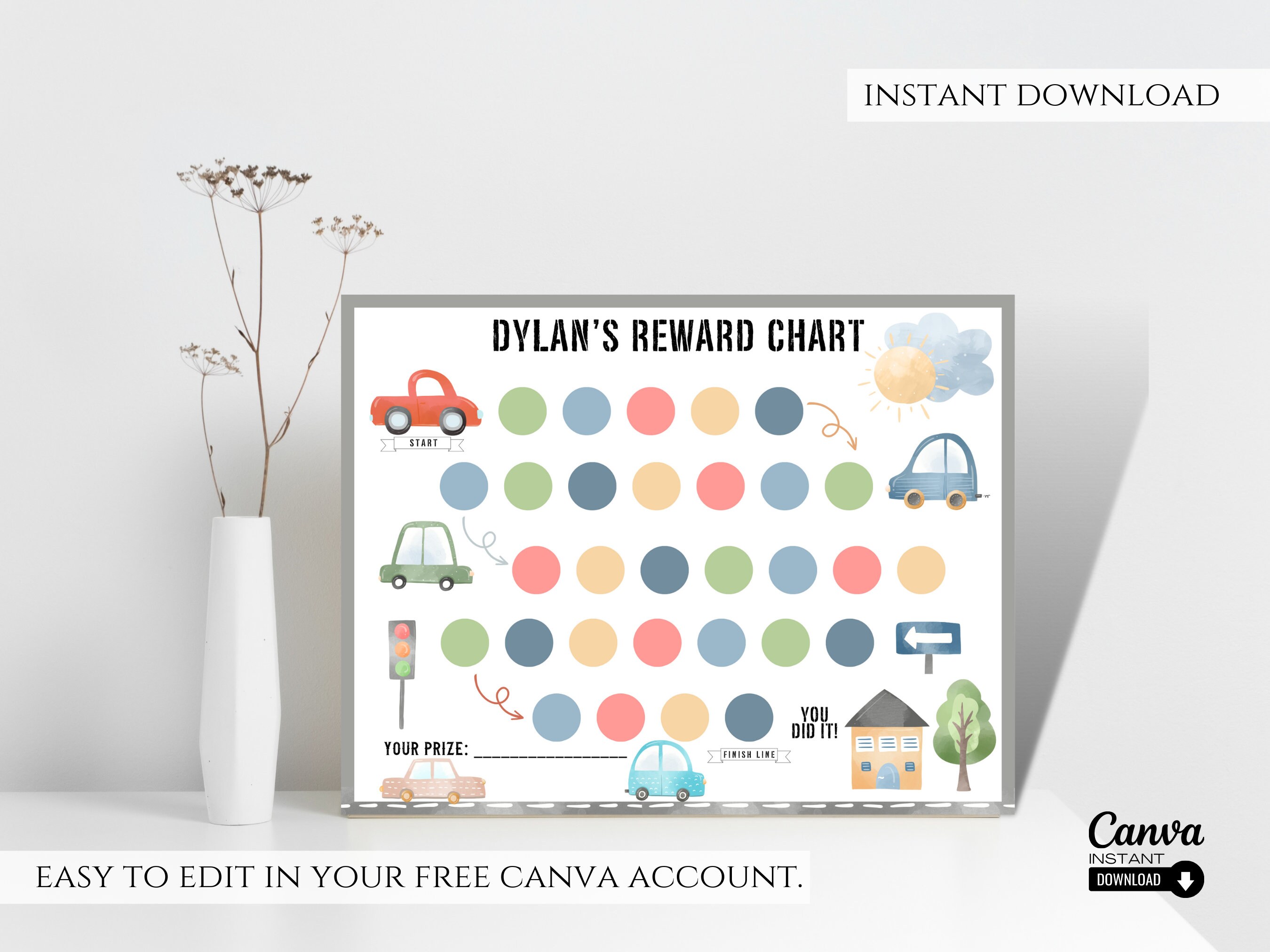 Editable Kids Reward Chart Printable Responsibility Chart - Etsy