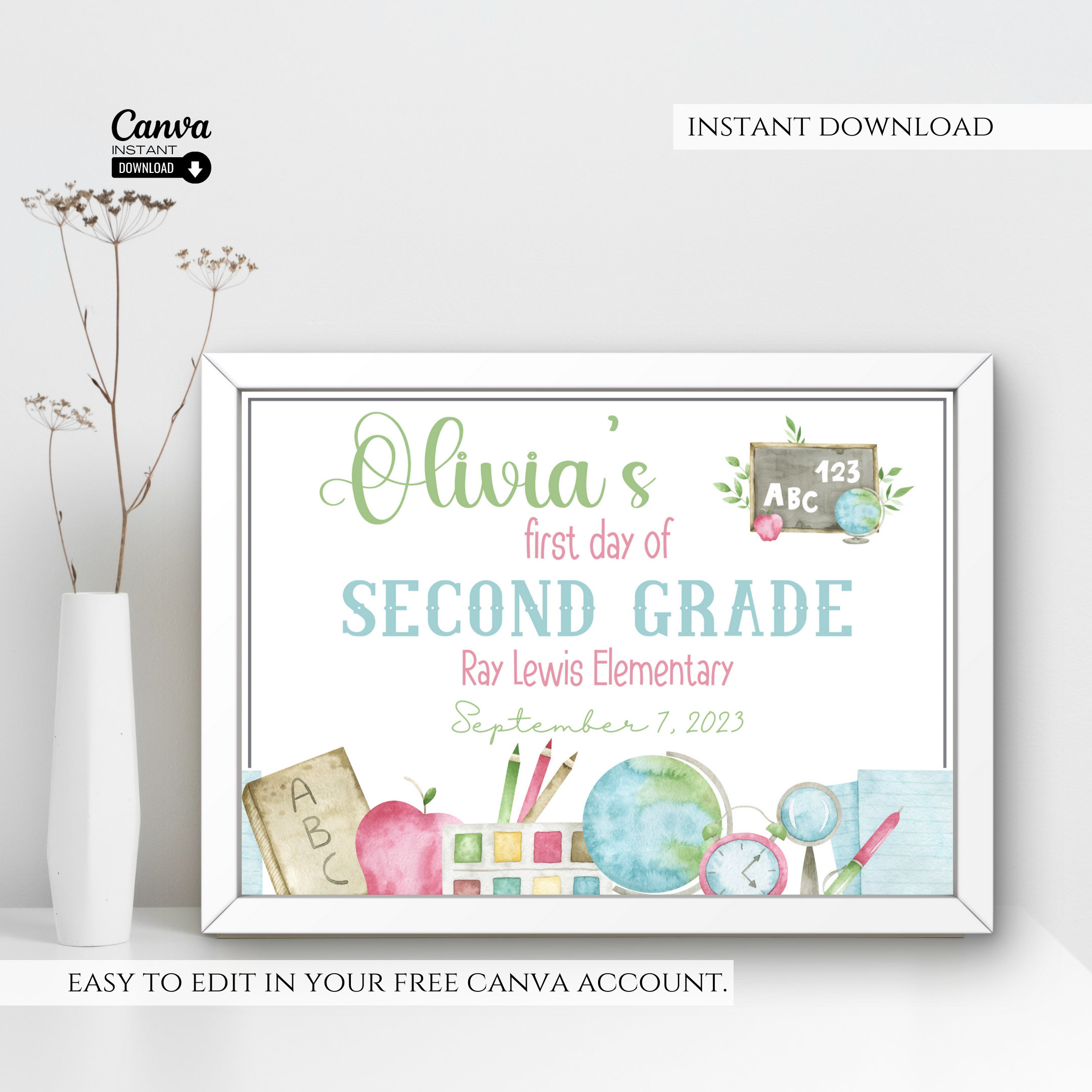 Printable First Day of School Sign Canva Template First Day - Etsy
