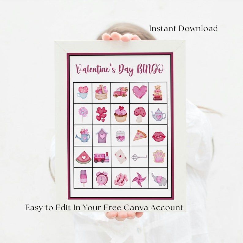 Editable Valentine BINGO, Printable Valentines BINGO Template ...