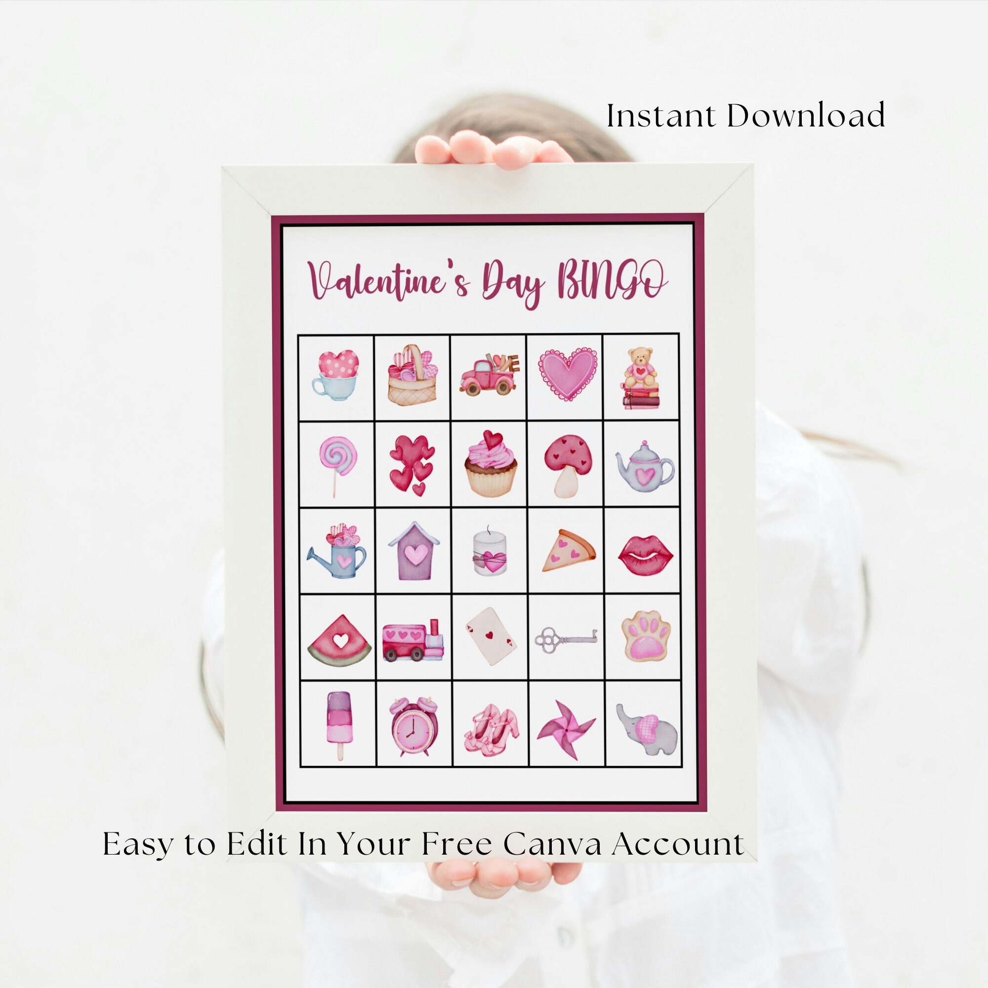 Editable Valentine BINGO, Printable Valentines BINGO Template ...