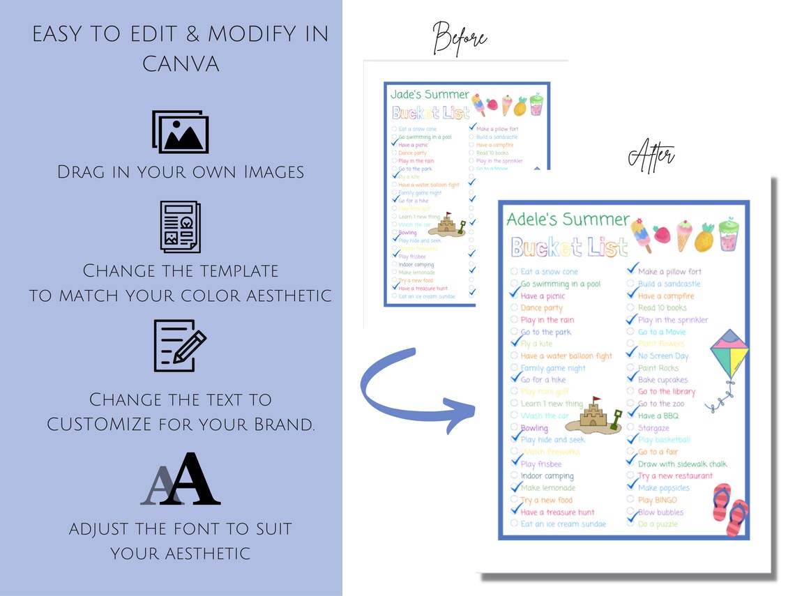 Editable Summer Bucket List Printable Summer to Do List - Etsy