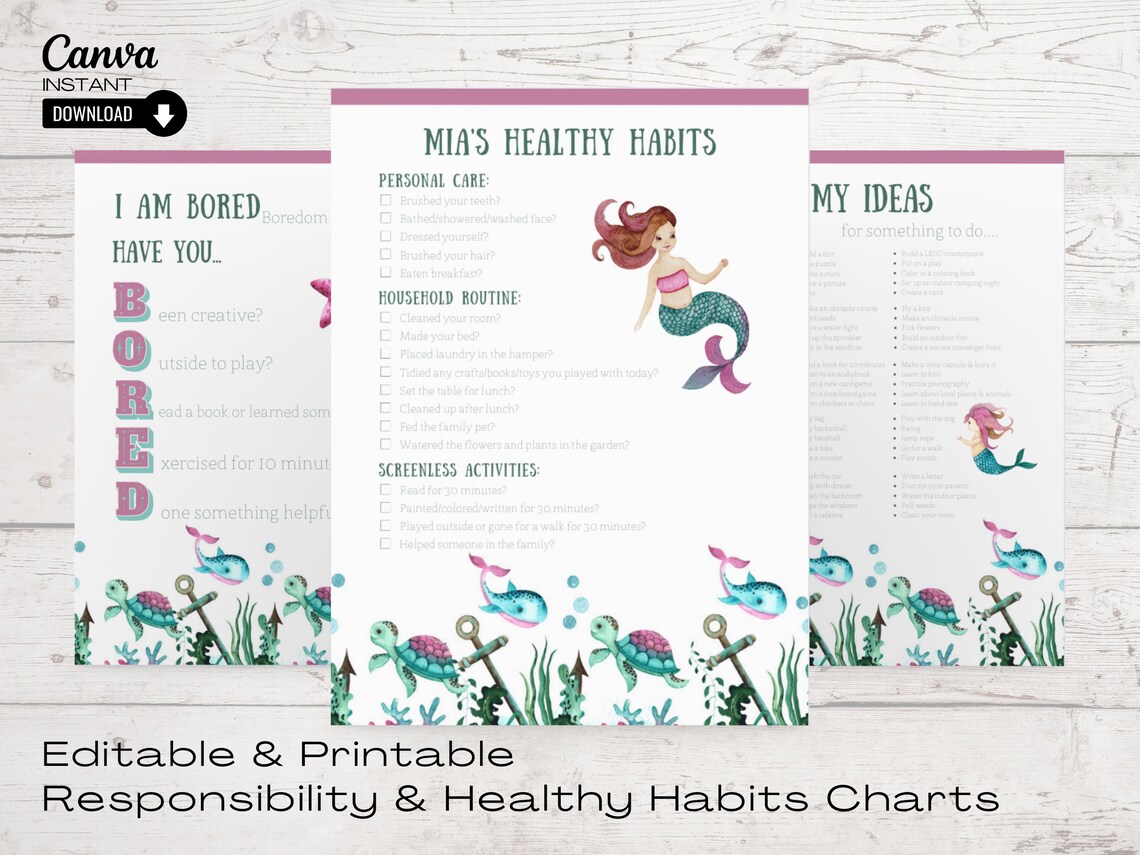 Kids Chore and Activity Chart Chore Chart Printable Editable - Etsy