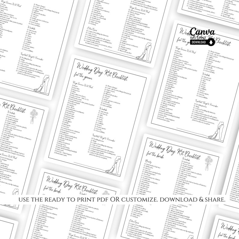 Editable Wedding Day Checklist, Printable Wedding Day Checklist ...