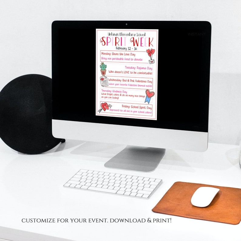 Editable Valentines School Spirit Week Flyer Template, Printable ...