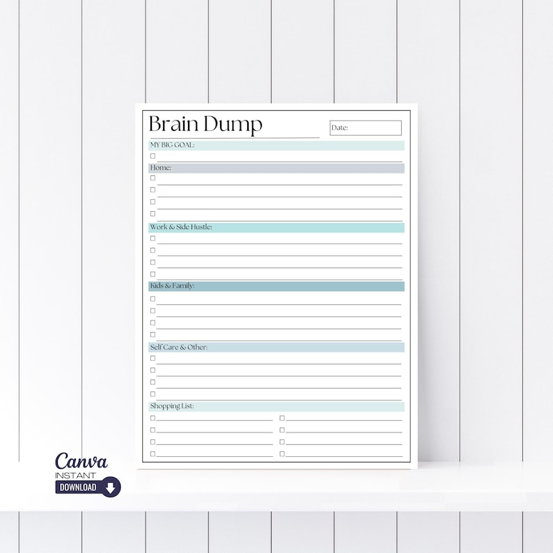 Editable ADHD Brain Dump Printable, ADHD Planner, to Do List Template ...