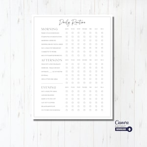 Editable Daily Routine Checklist: Printable Habit Tracker (adult/kids ...