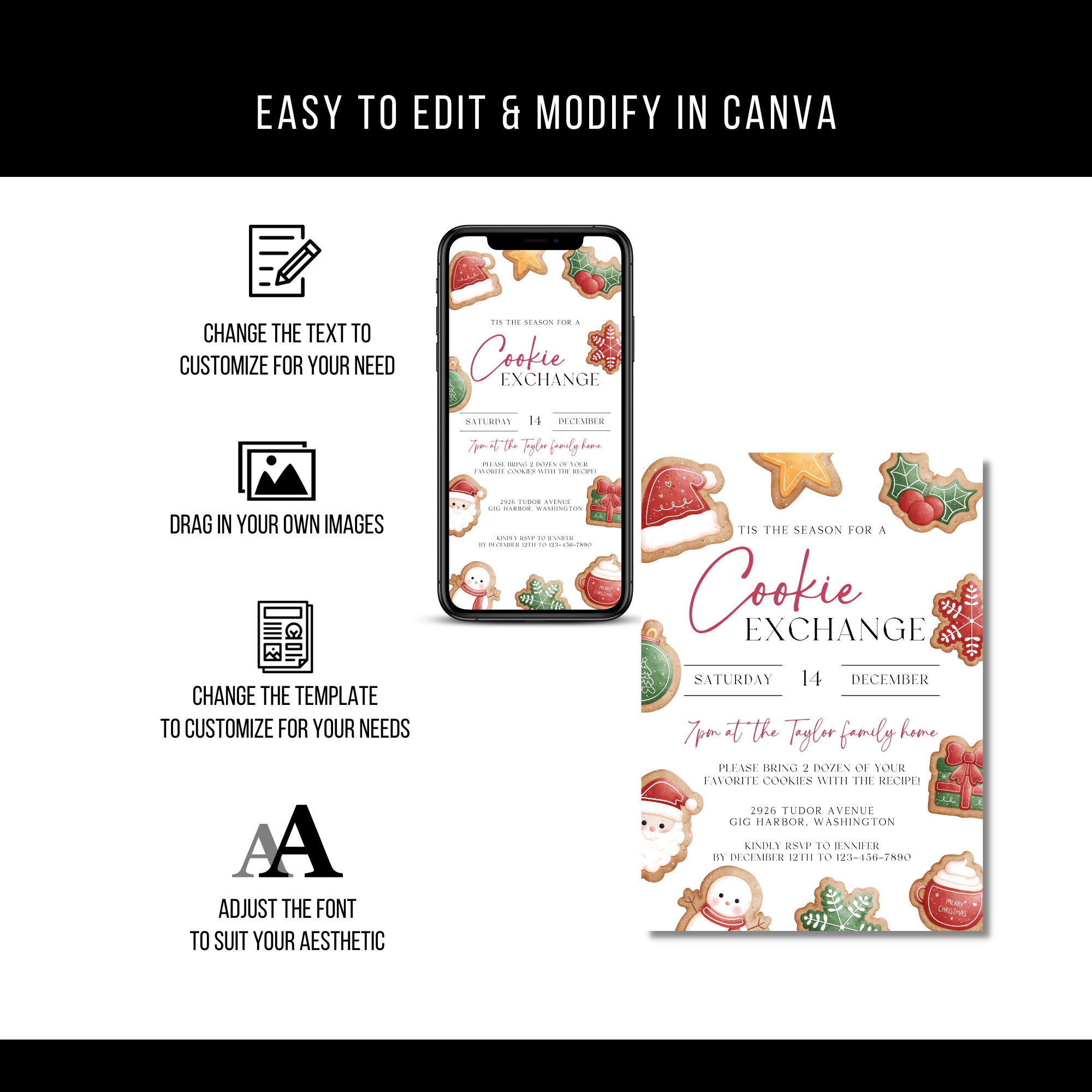 Editable Cookie Exchange Invitation: Christmas Baking Party (digital ...