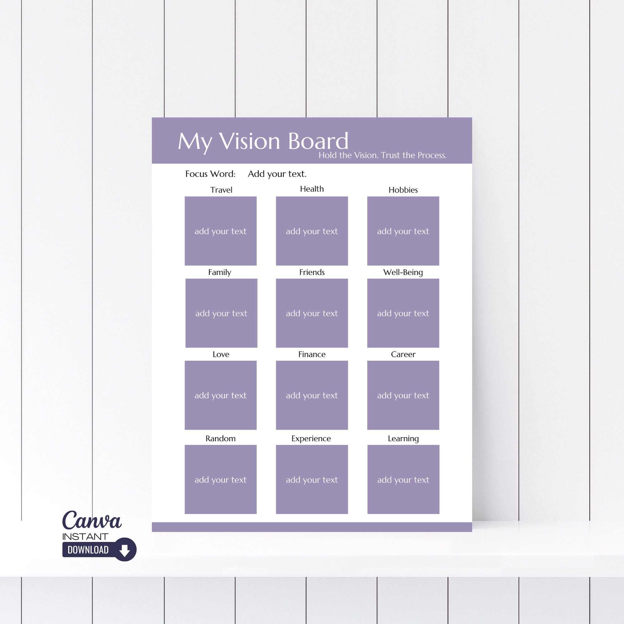 Editable Vision Board Template, Printable Vision Board, Digital Vision ...
