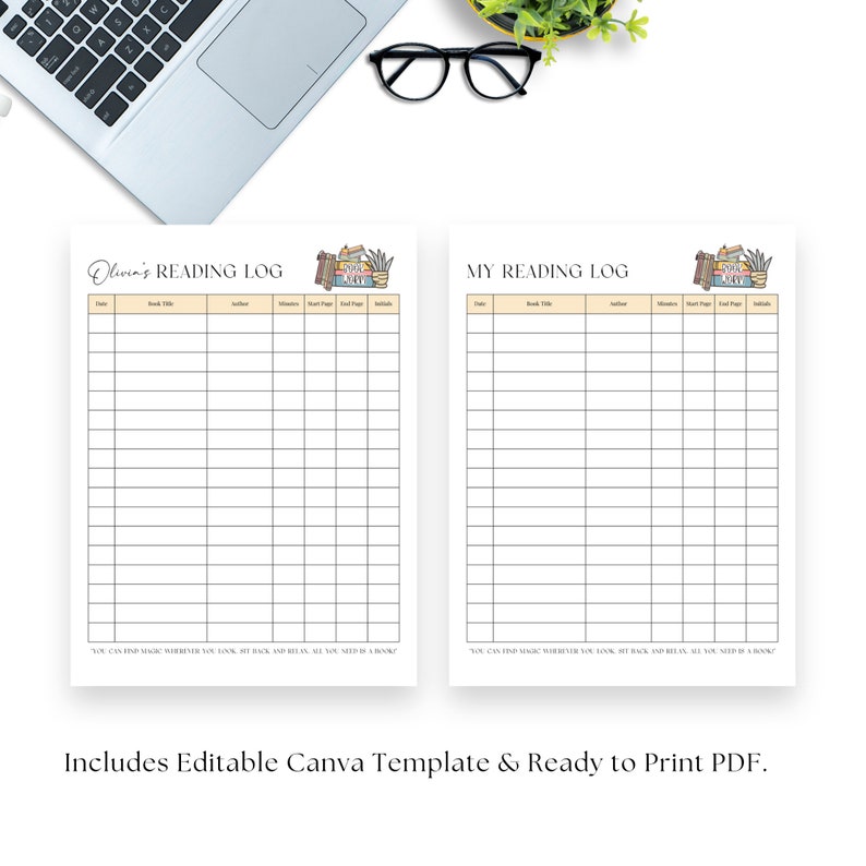 Kids Reading Log Template: Homeschool Tracker, Fillable Book List (PDF ...