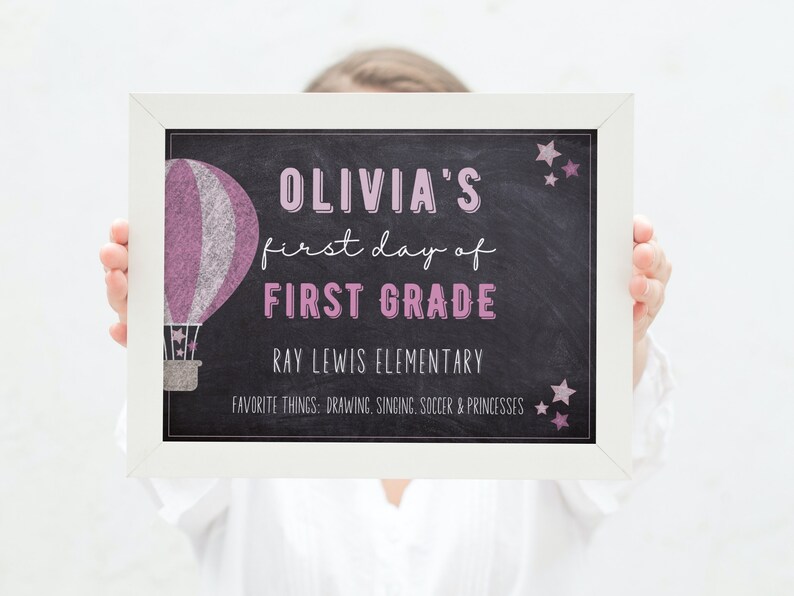 Printable First Day of School Chalkboard Sign Canva Template - Etsy
