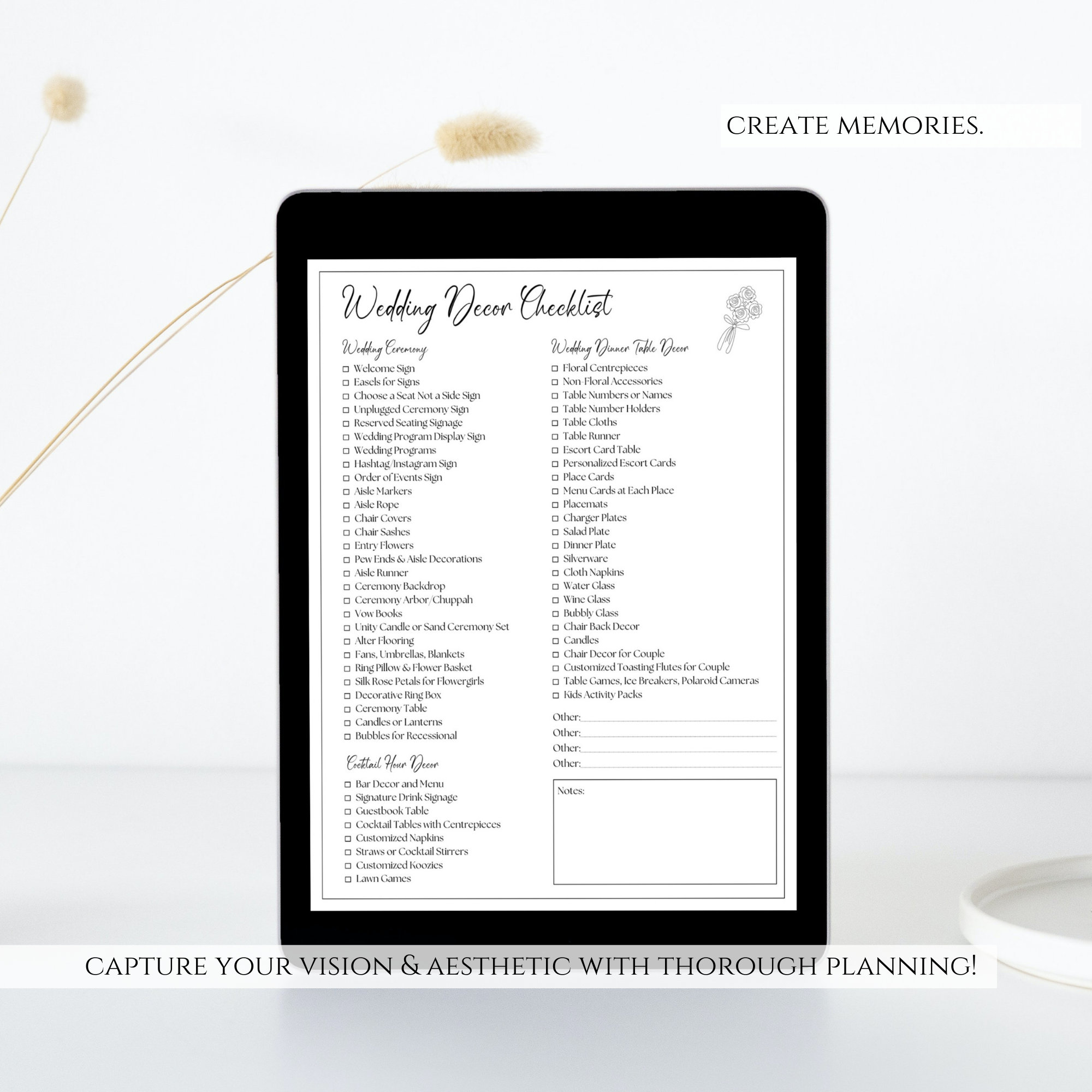 Editable Wedding Decor Checklist Template (printable) - Etsy