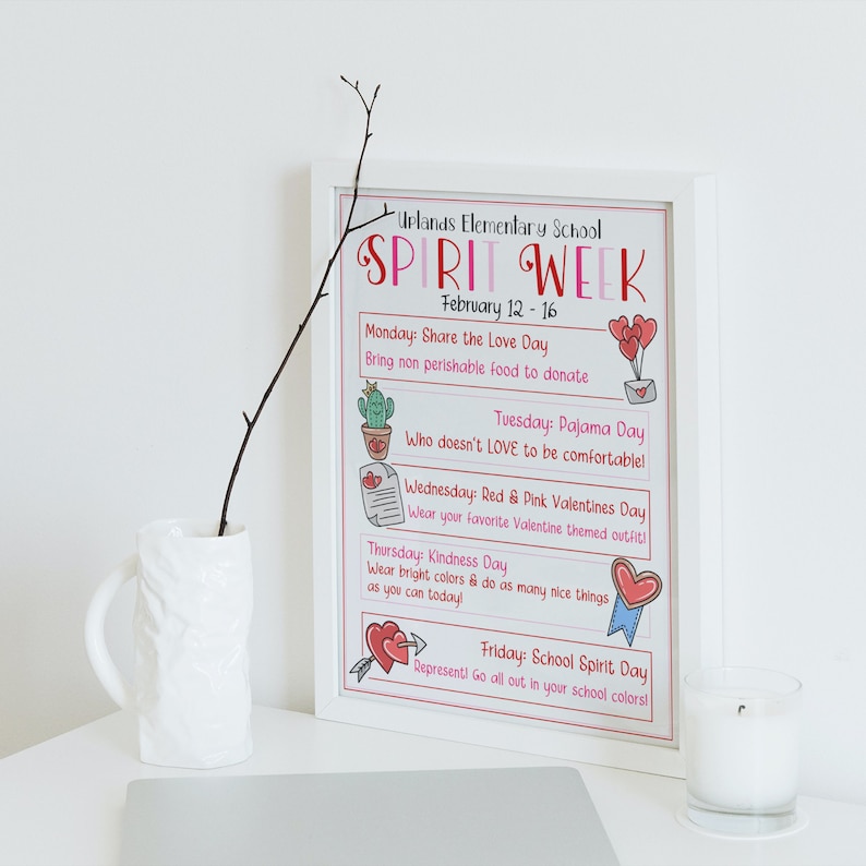 Editable Valentines School Spirit Week Flyer Template, Printable ...