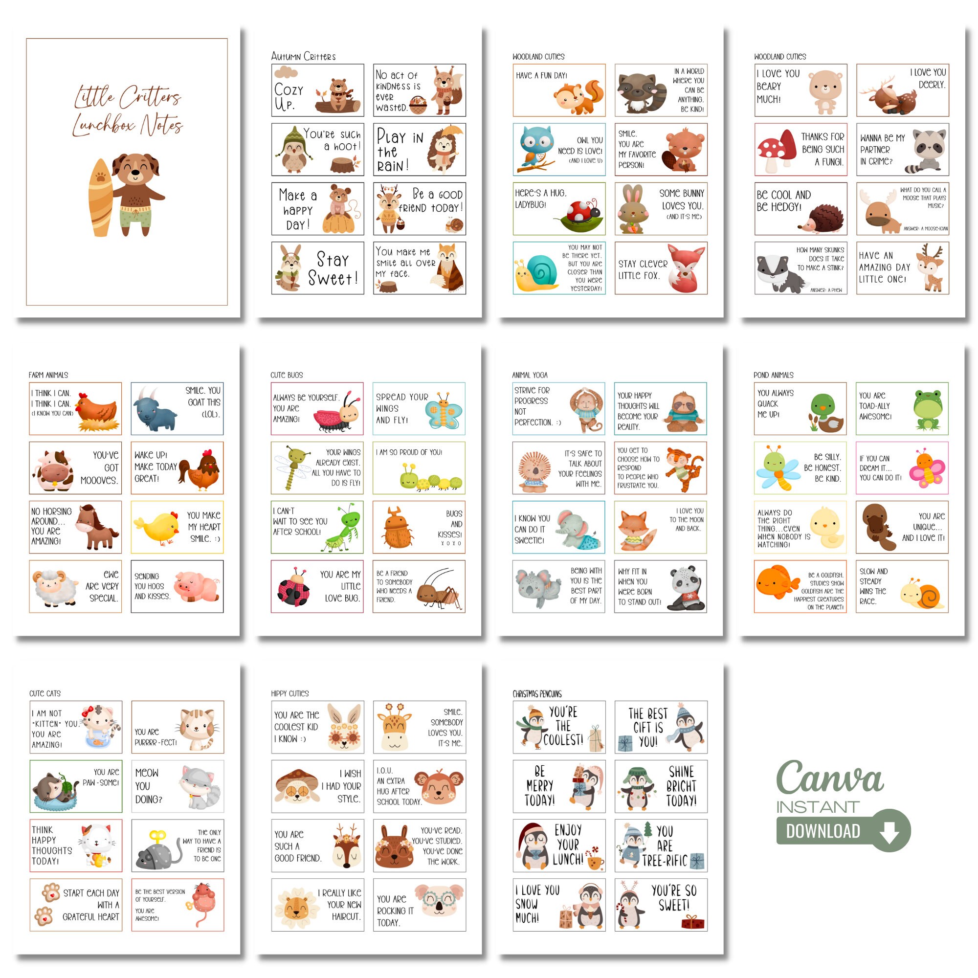 Editable Lunch Box Notes Template, Printable Kids Positive Affirmation ...