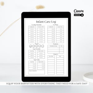Editable Baby Care Daily Log, Printable Infant Care Tracker, Newborn ...