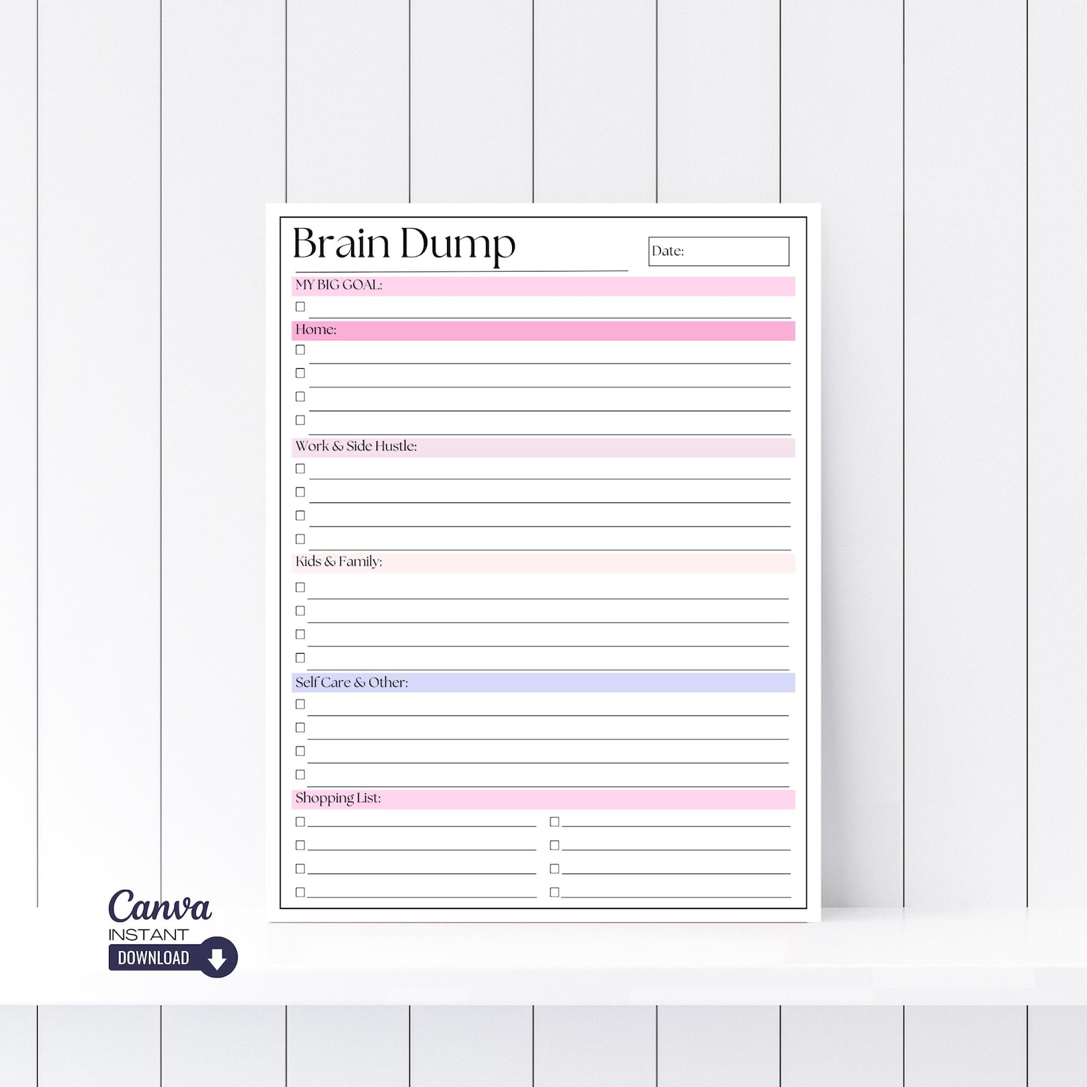 Editable ADHD Brain Dump Printable, ADHD Planner, to Do List Template ...