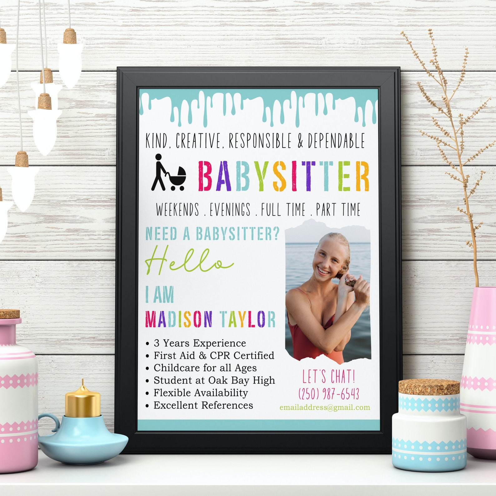 Editable Babysitting Flyer: Childcare Services Canva Template (digital Download) - Etsy