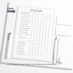 Editable Daily Routine Checklist: Printable Habit Tracker (adult/kids ...