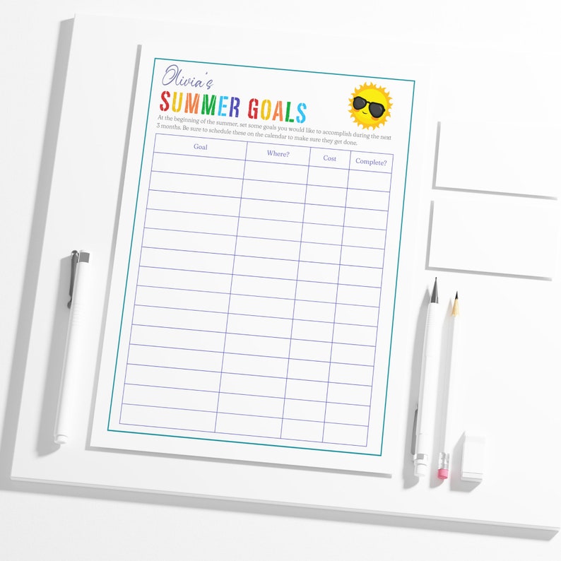 Editable Summer Bucket List Planner, Printable Summer Organizer, Summer ...