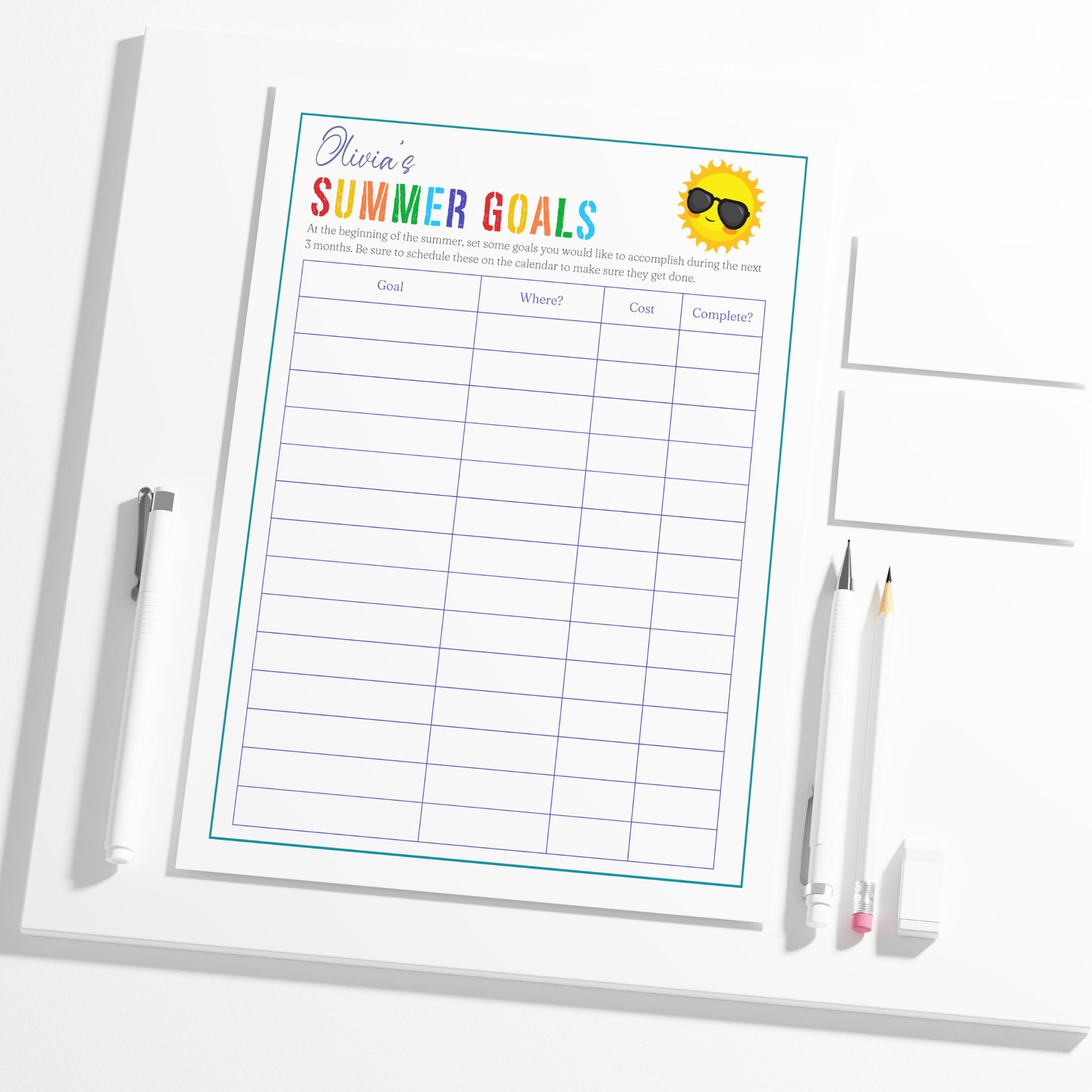 Editable Summer Bucket List Planner, Printable Summer Organizer, Summer ...