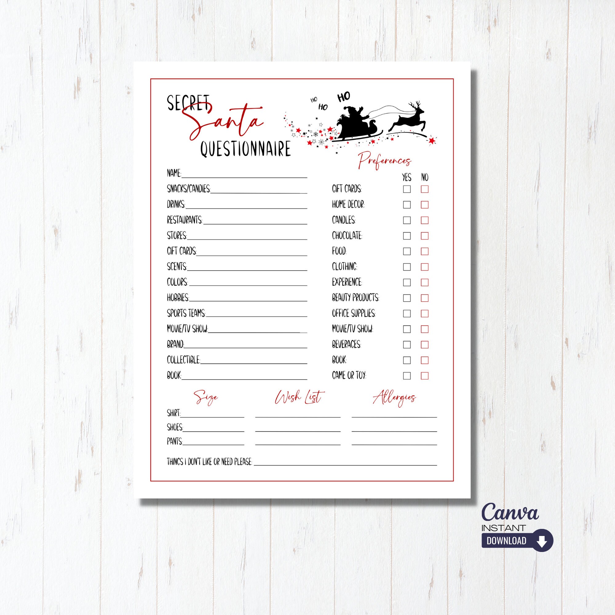 Editable Secret Santa Gift Exchange Templates Printable Christmas Gift