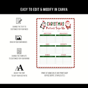 Editable Christmas Potluck Sign up Sheet Template, Printable Holiday ...