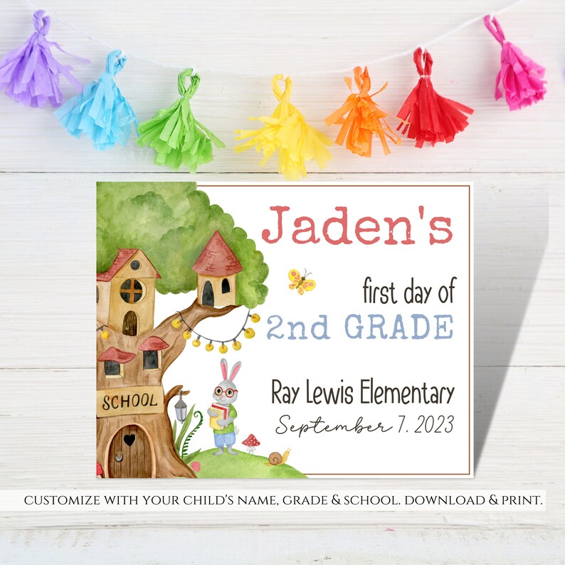 Printable First Day of School Sign Canva Template, First Day Photo Prop ...