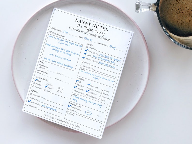 Nanny Notes Printable Editable Babysitter Notes Form Nanny - Etsy