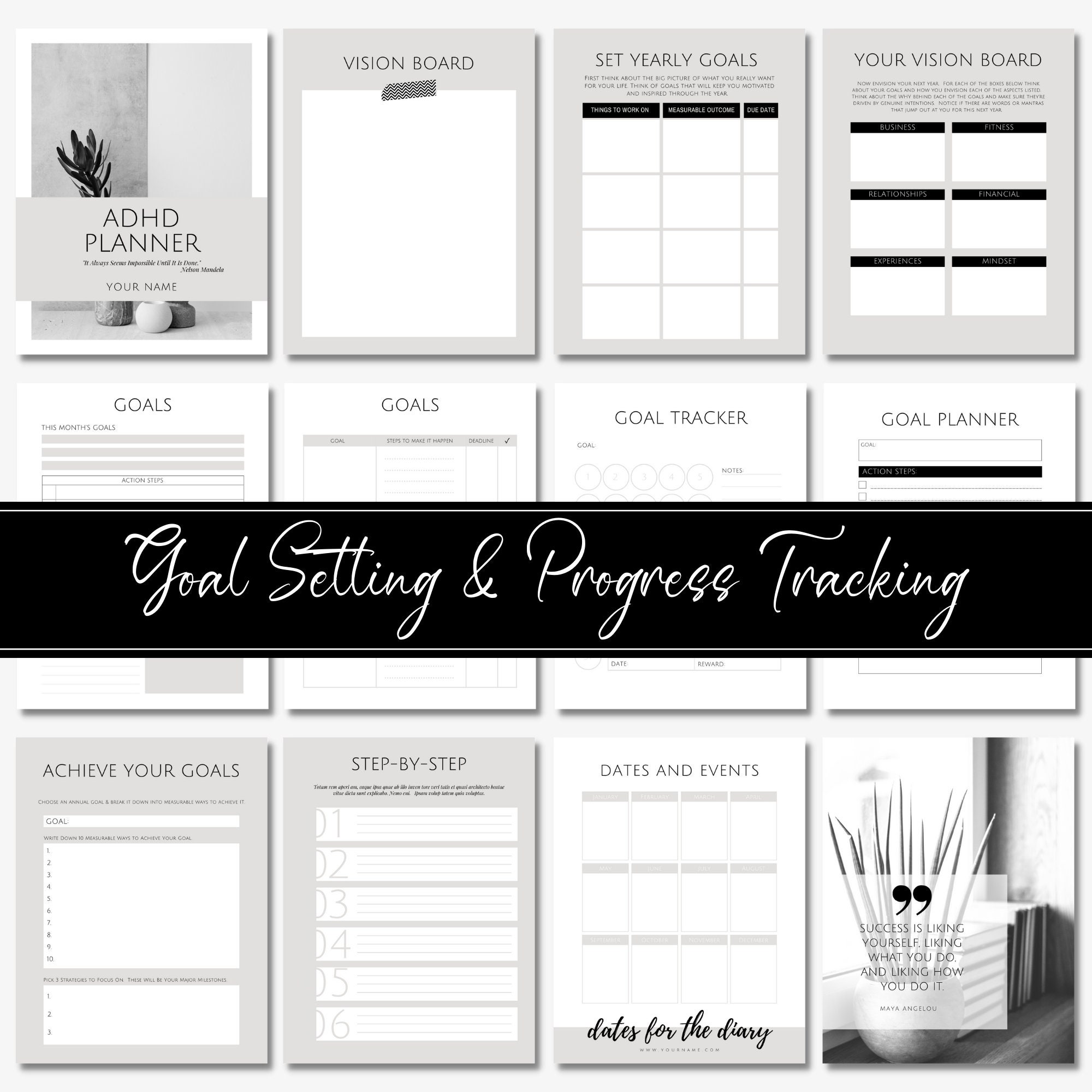 Editable ADHD Planner Template, Printable Adult ADHD Journal, Digital ...