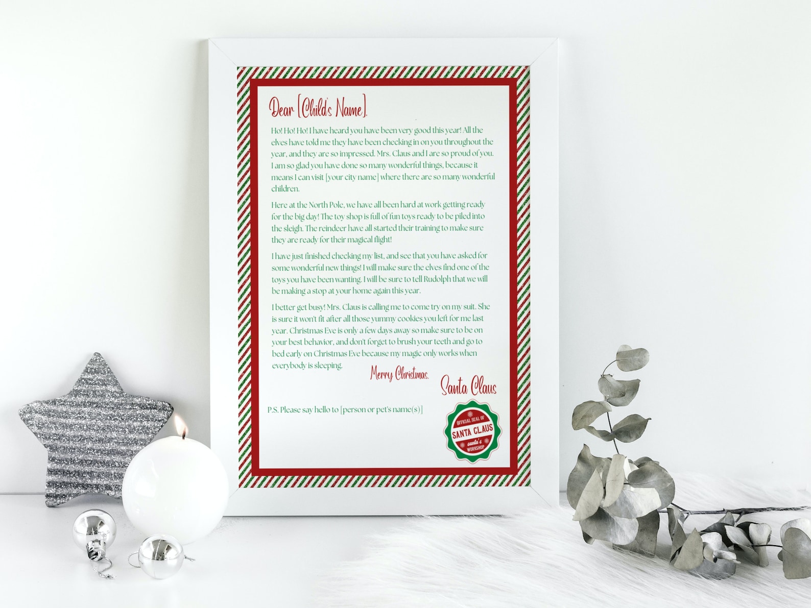 Editable Santa Letter Template Letter From Santa Template - Etsy