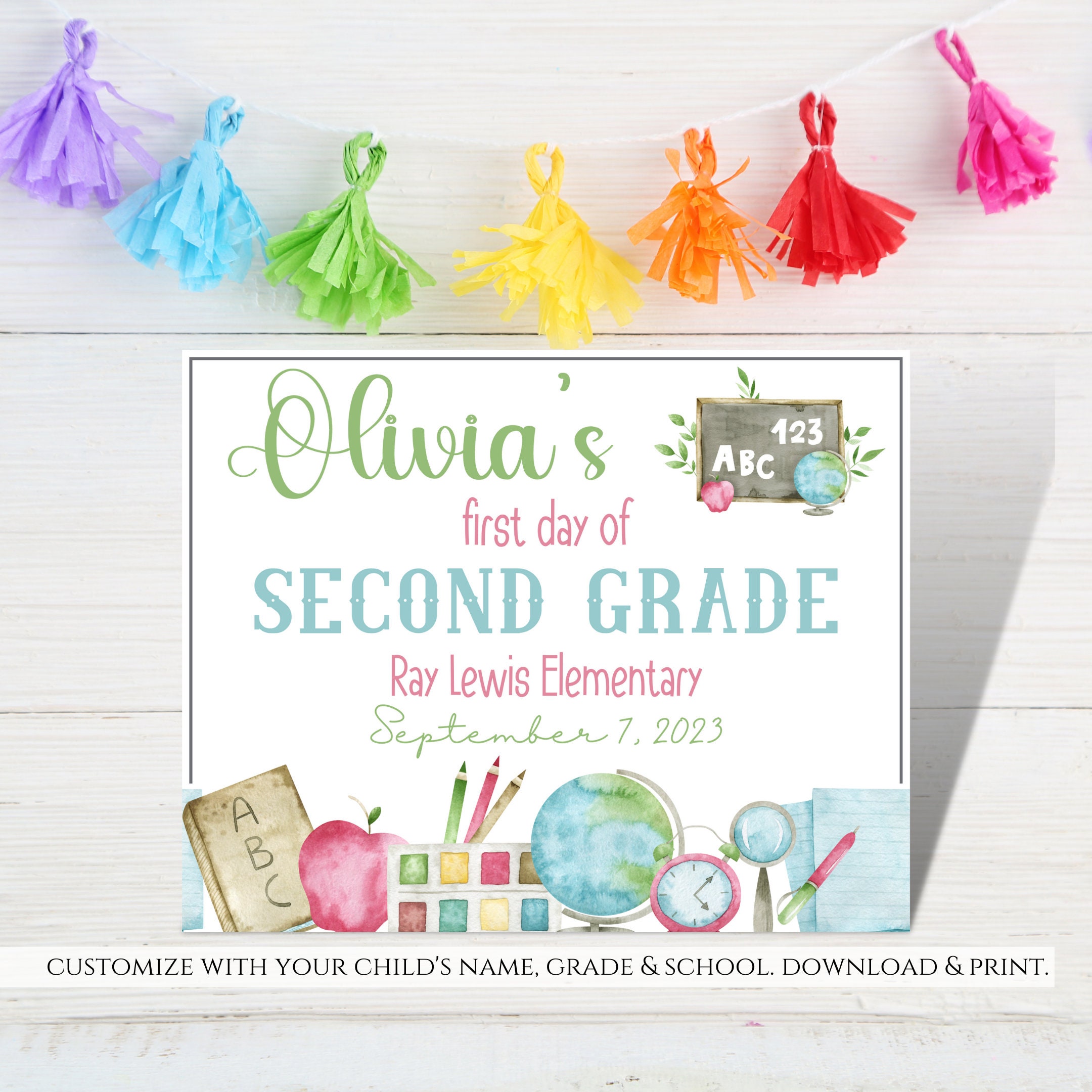 Printable First Day of School Sign Canva Template, First Day Photo Prop ...